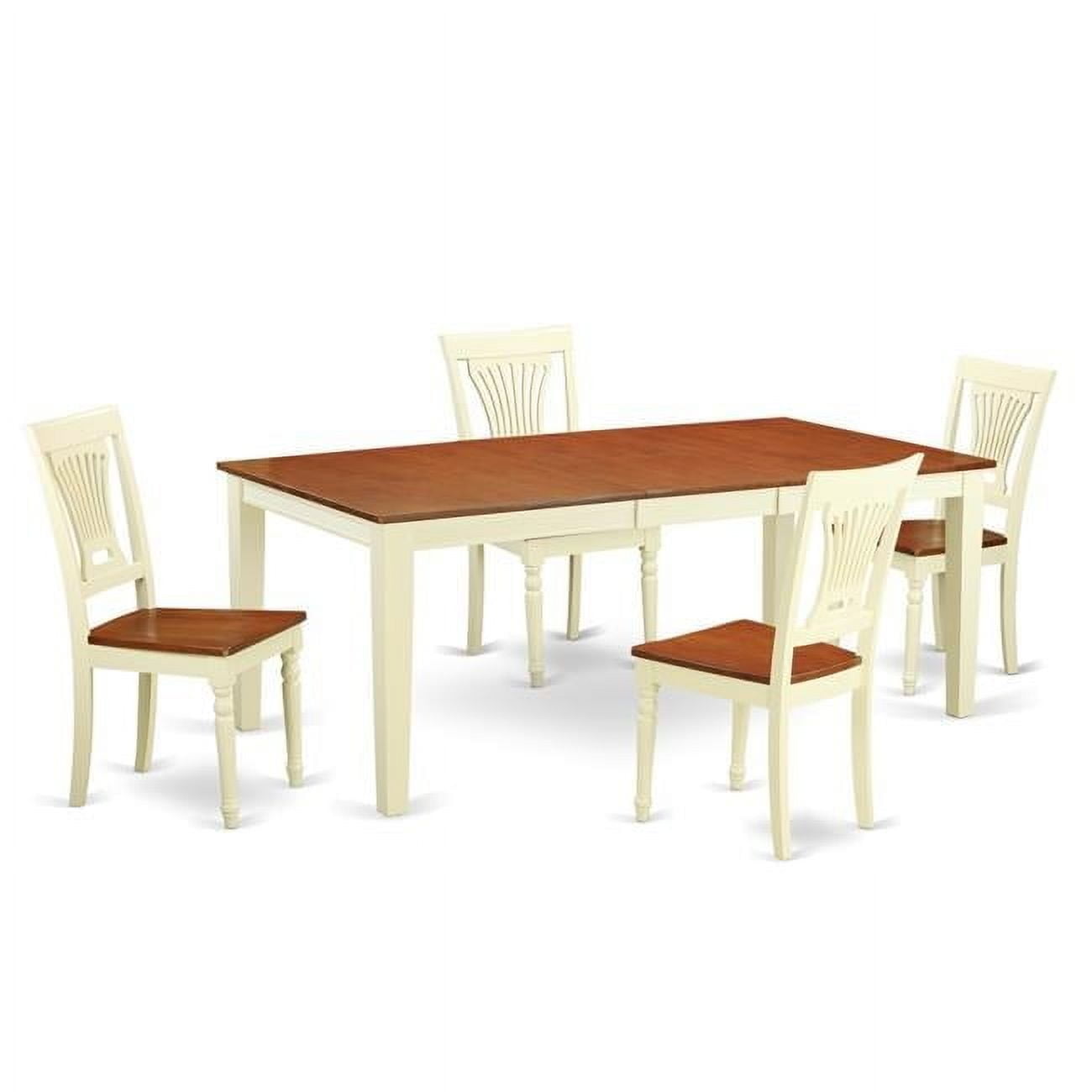 Table Set with 4 Table & 4 Chairs, Buttermilk & Cherry - 5 Piece ...