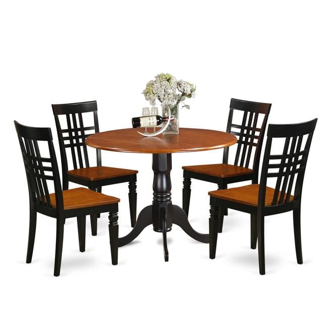 Table Set with One Dublin Table & Four Chairs, Black & Cherry - 5 Piece ...