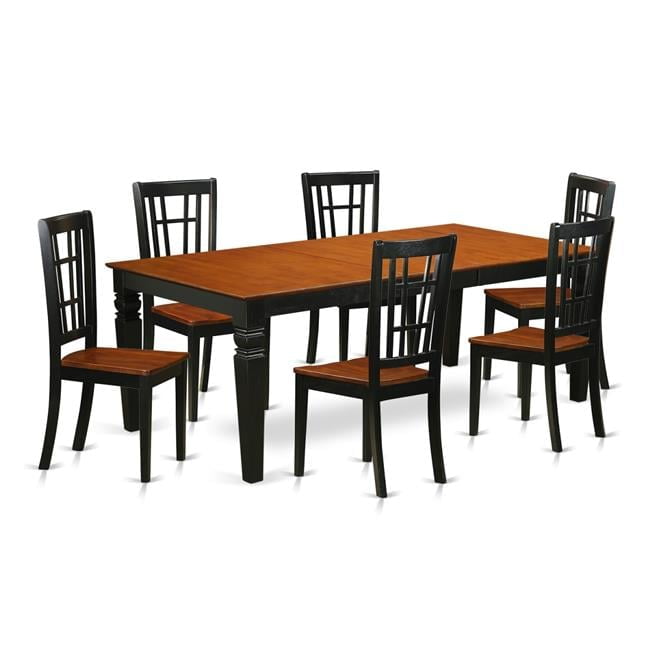 Table Set with One Logan Dining Room Table & 6 Chairs, Black & Cherry - 7 Piece - Walmart.com