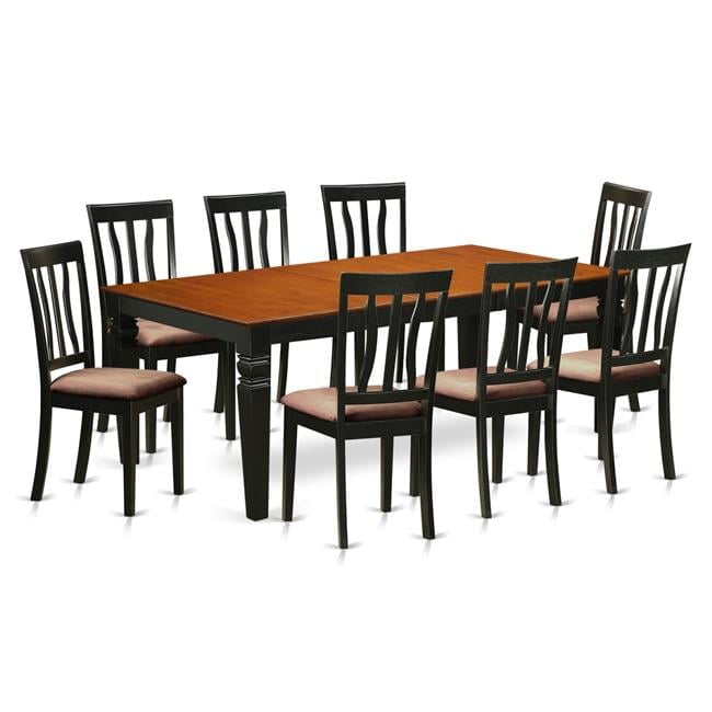 Table Set with One Logan Table & 8 Chairs, Black & Cherry - 9 Piece ...