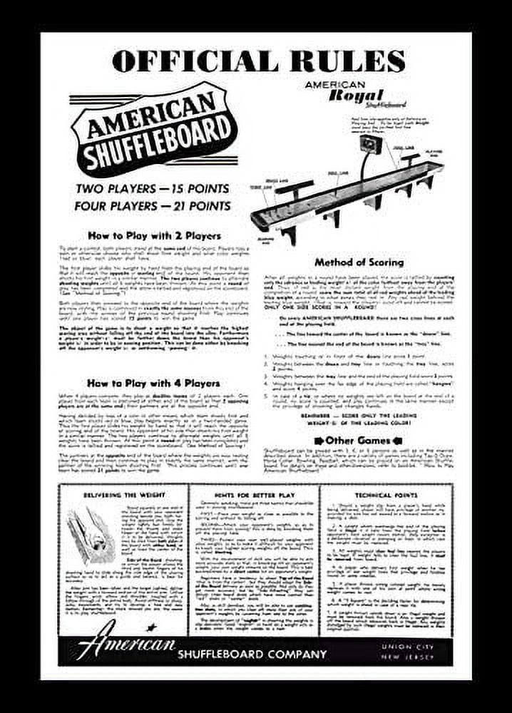 Table Shuffleboard Rules & Hints For Better Play Poster - Framed Art ...