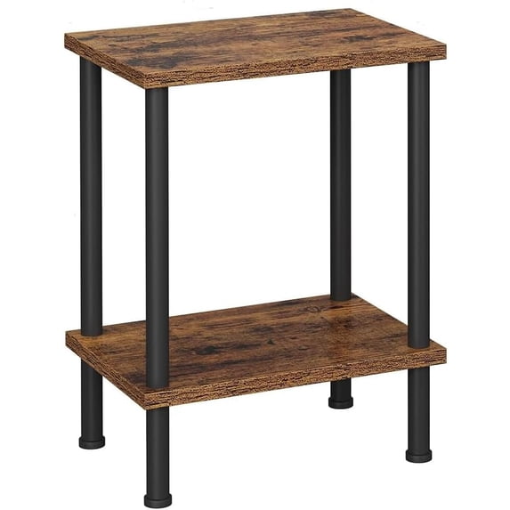 Table, Side Table with Metal Legs, Nightstands with 2-Tier Storage ...