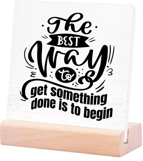 Table Sign Chase Your Dreams You Might Catch One Wooden Block Sign Desk ...