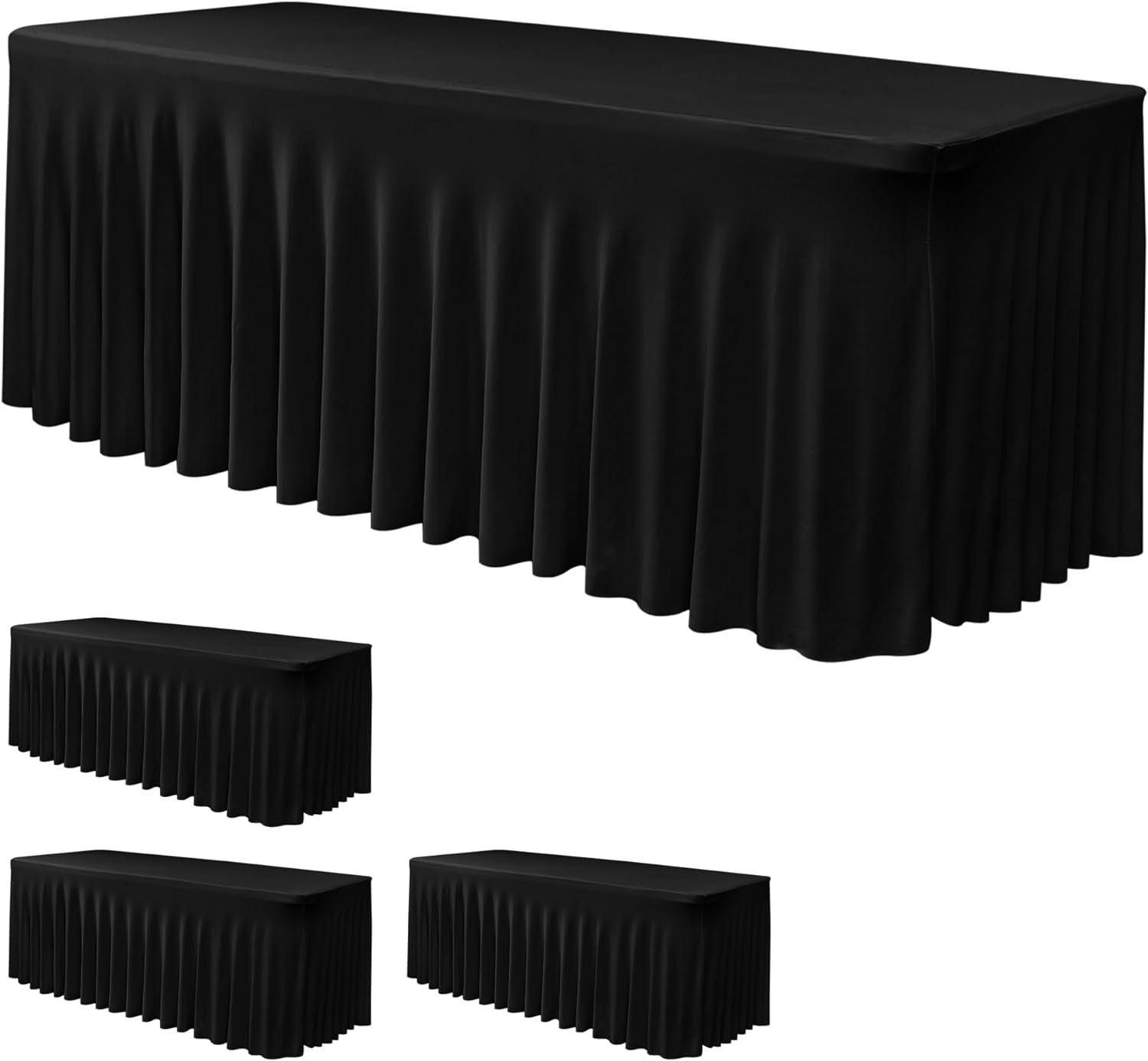 Table Skirt, Black for 6 Foot Rectangle Tables, 4 Pack - 72 x 30 Inch ...