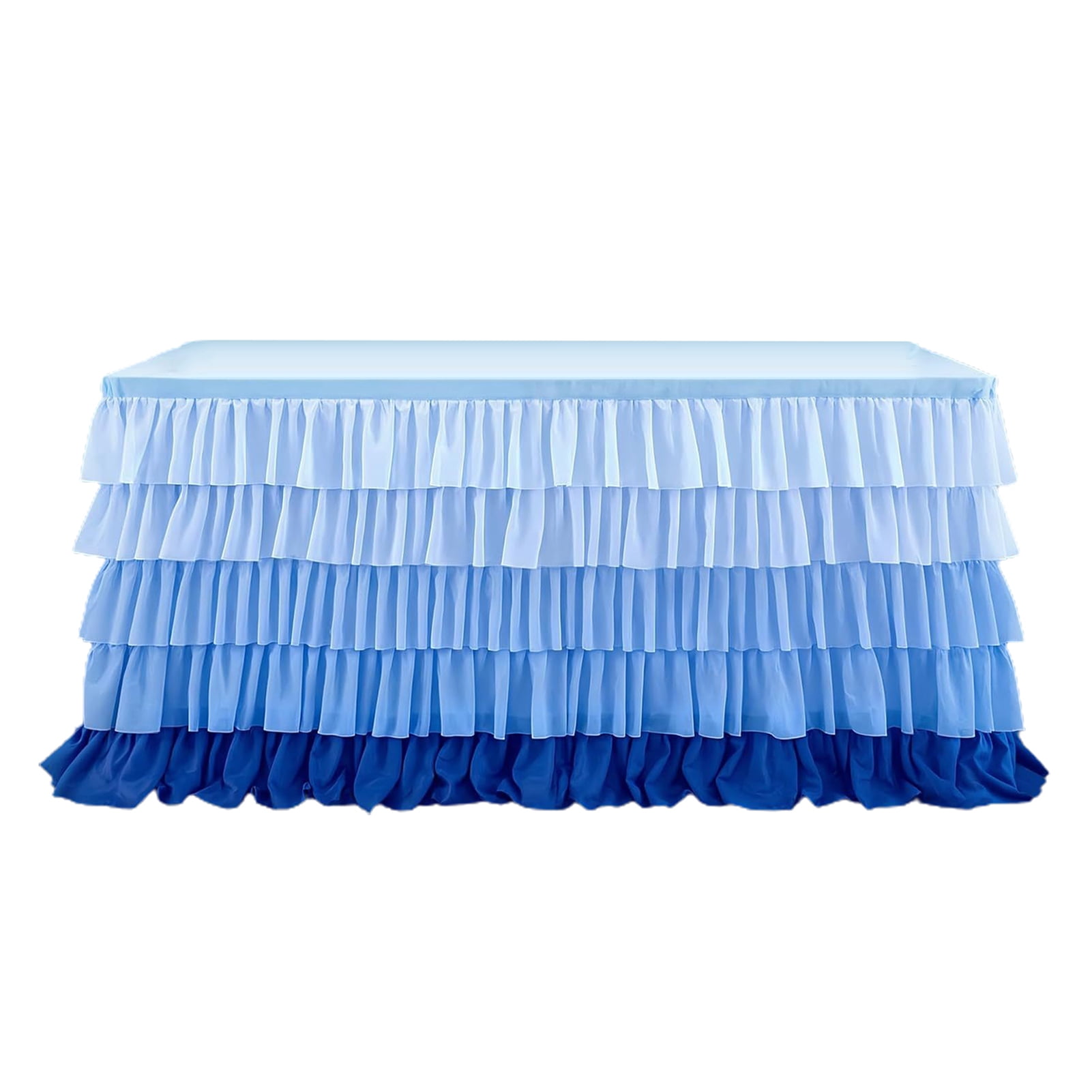 Table Skirt for Rectangle And Round Table Multi-layer Ruffle Reusable ...