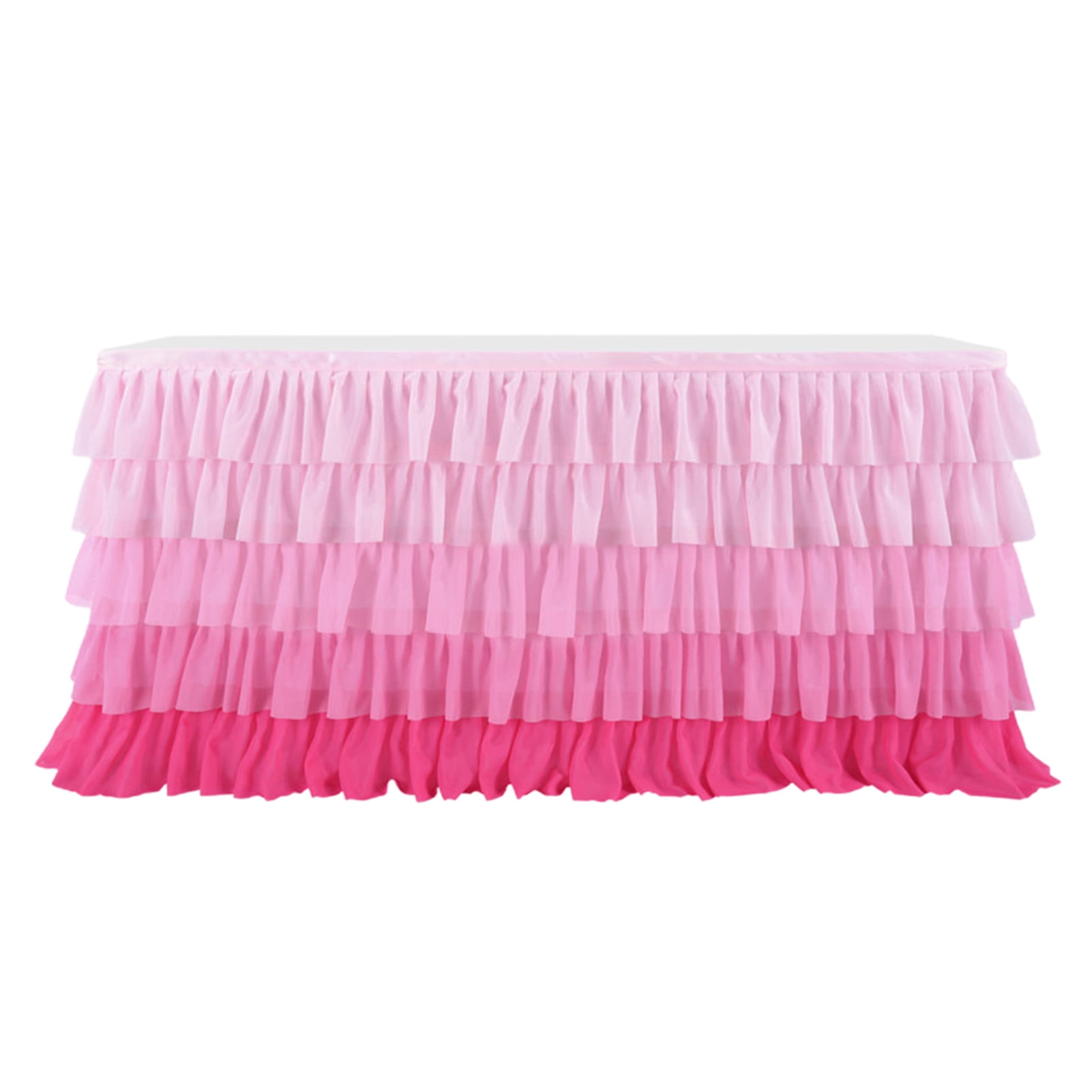 Table Skirt for Rectangle And Round Table Multi-layer Ruffle Reusable ...
