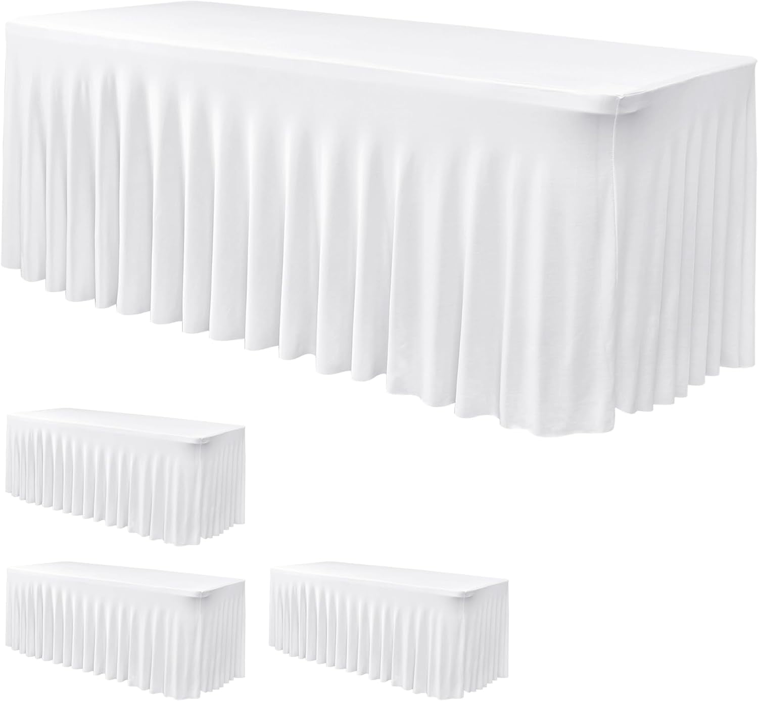 Table Skirt, White for 6 Foot Rectangle Tables, 4 Pack - 72 x 30 Inch ...