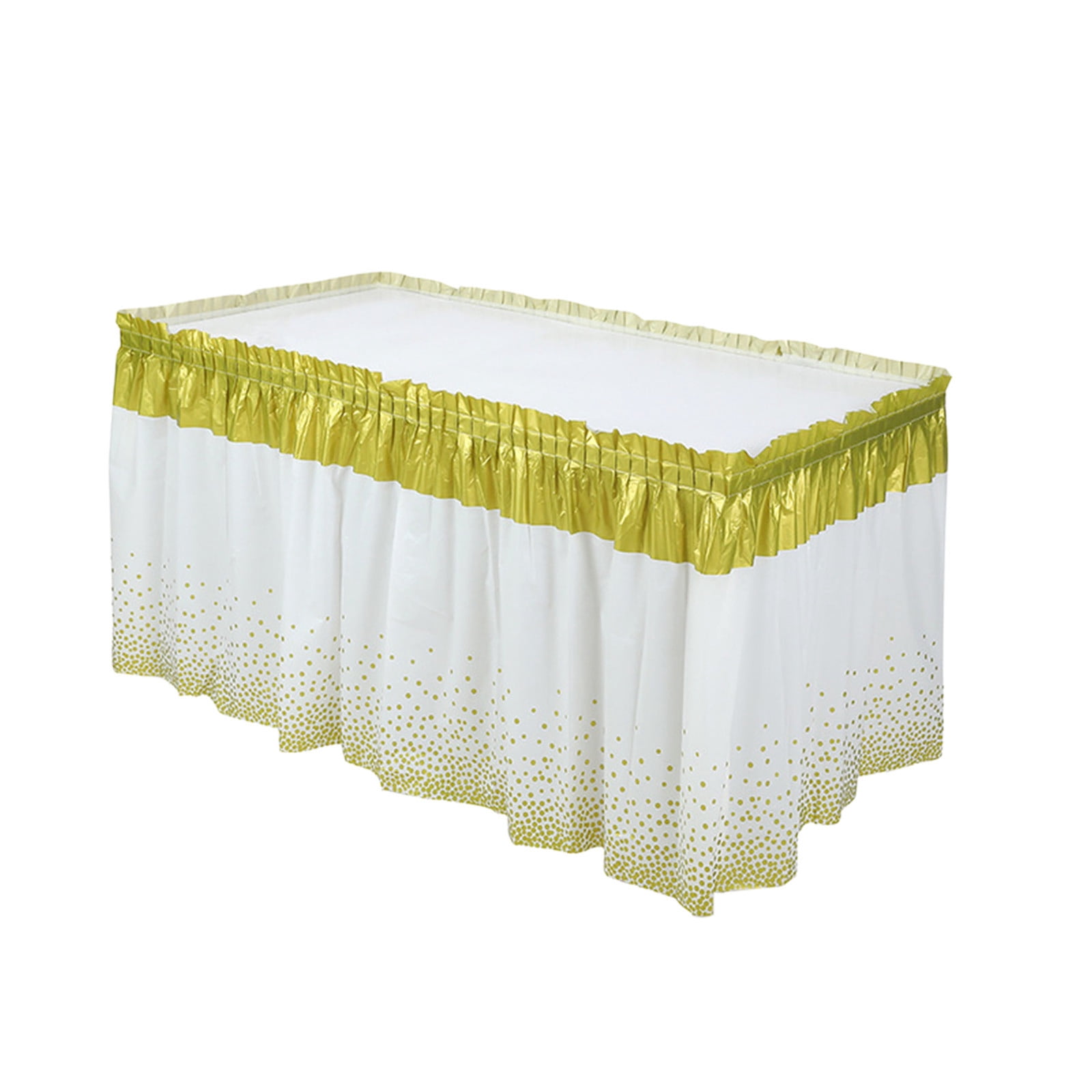 Table Skirt for Rectangle Tables Wrinkle Resistant Pleated Ruffle Table ...
