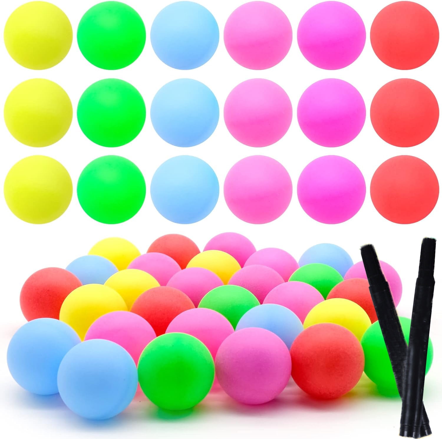 Table Tennis Balls with 2 Pcs Pen,Happon 50 Pack Colored Ping Pong ...