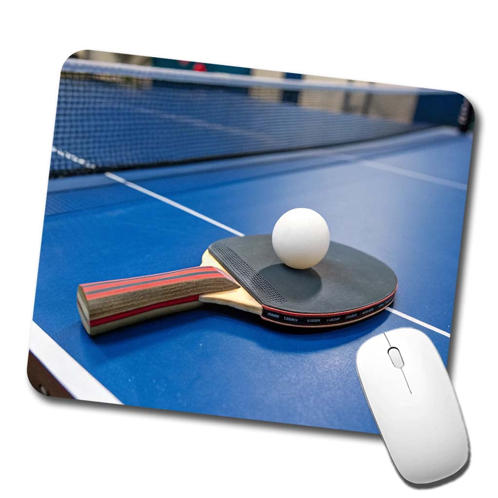 Table Tennis Ping Pong Paddle and Ball on Table Mouse Pad Low Profile ...