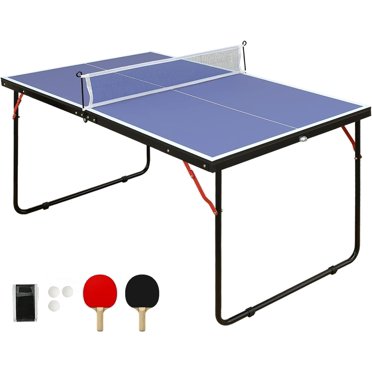 PartyLife Mid Size 6 ft x 3 ft Folding Portable Table Tennis Ping Pong ...