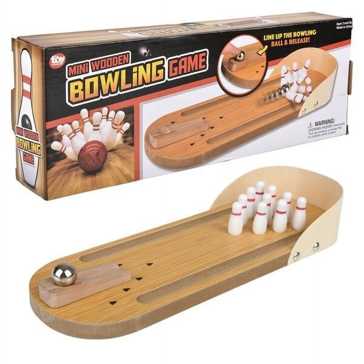Joyabit Mini Bowling Game, 10 Pins, Wooden Board Game, Desktop Fun for ...
