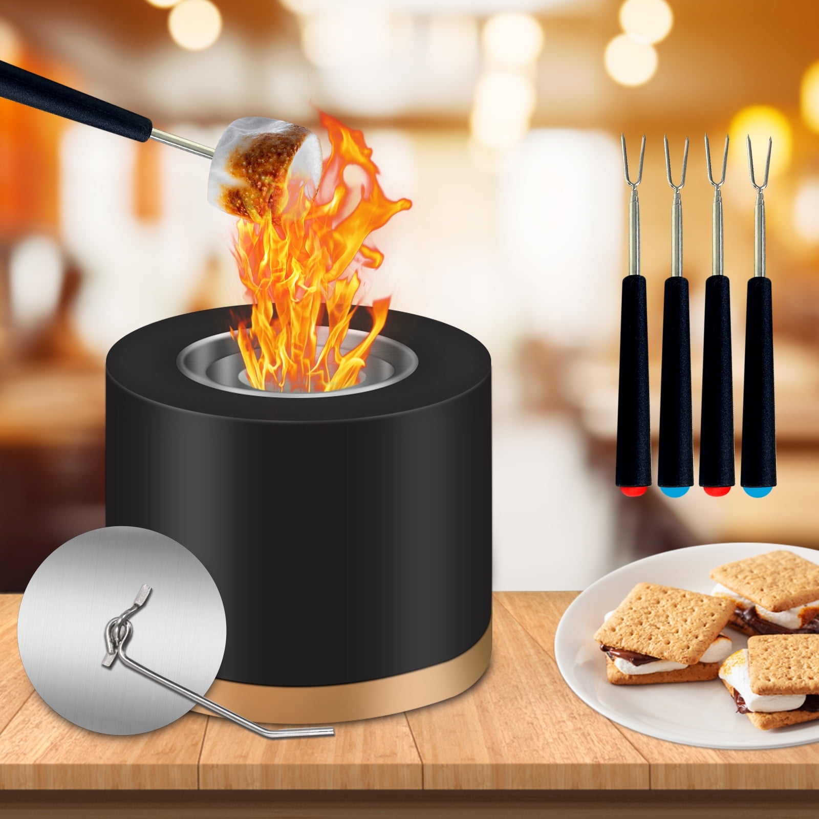 Table Top Fire Pit, Portable Black Mini Fire Pit Smores Maker, Small ...