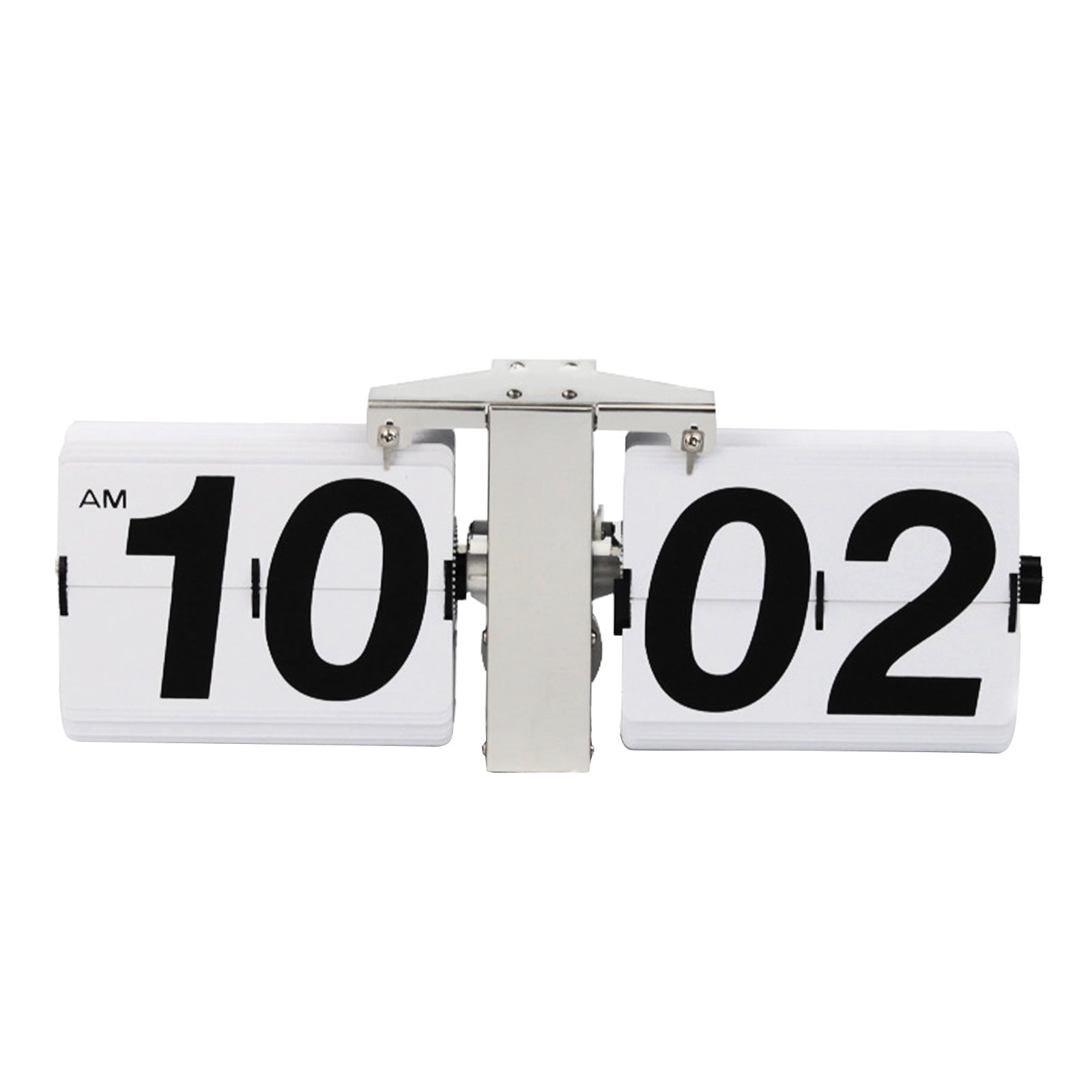 Table Top Flip Clock Retro Digital Display Stainless Steel Frame ABS ...