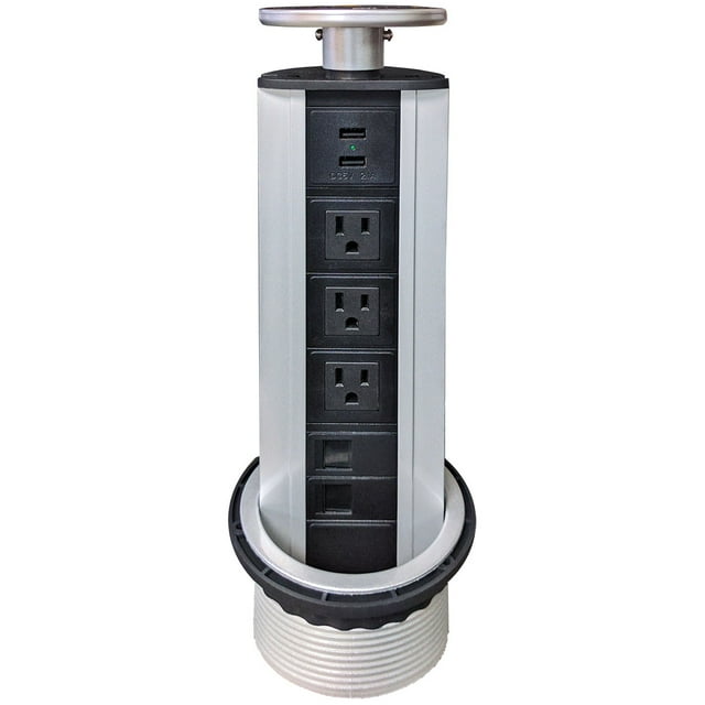 Table Top Power & Data Centers - Vertical - 3 Power, 2 Cat6, 2 USB ...