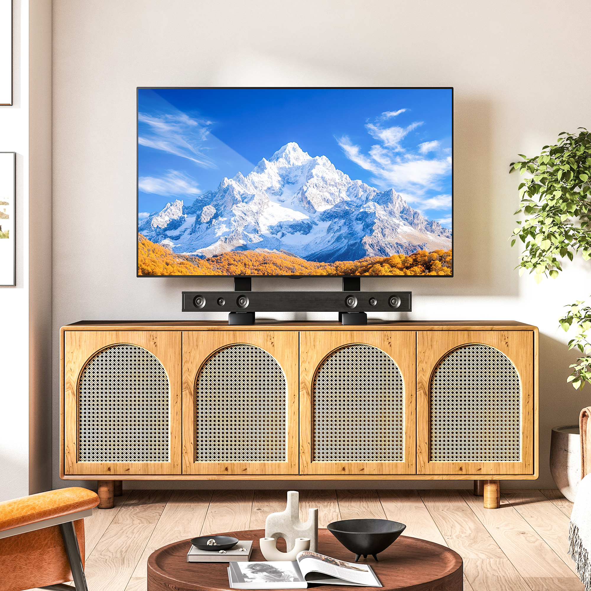 TAVR Furniture Table Top TV Stand Universal Base Height Adjustable for ...