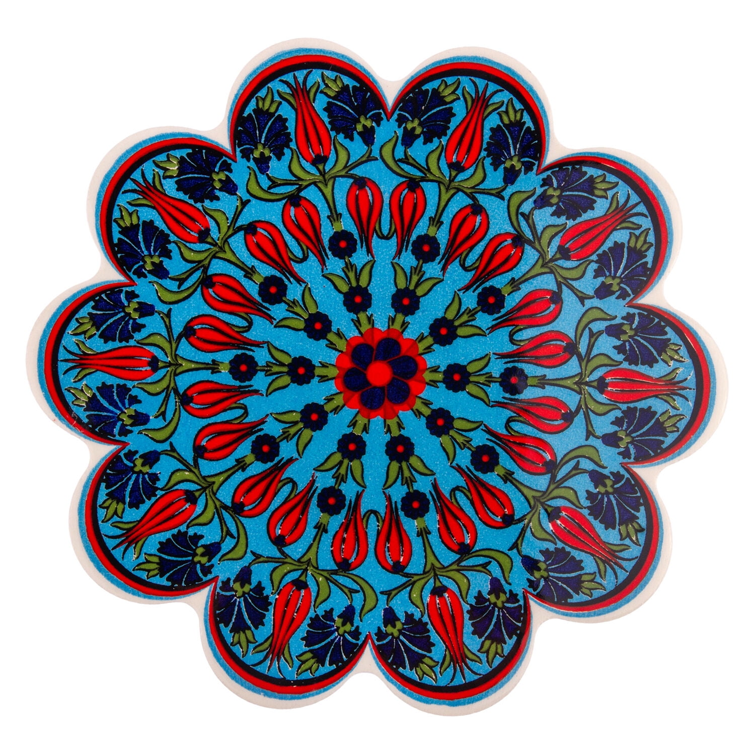 Table Trivets Tulips on Turquaz Large Ceramic Trivet 7" (18 cm) Trivets ...