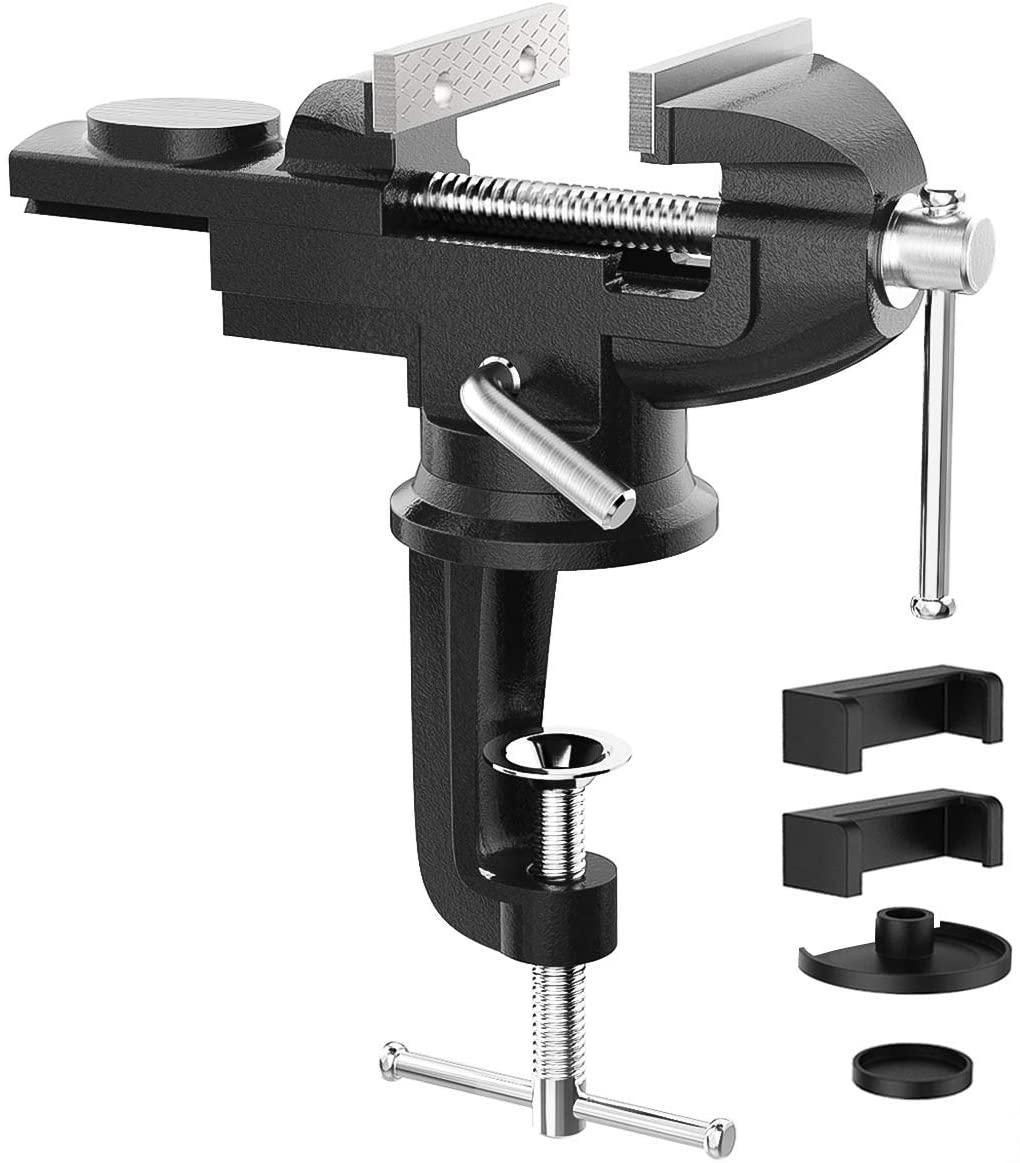 Table Vise 70mm Jaws, Small 360° Multi Angle Swivel Head Clamp with ...