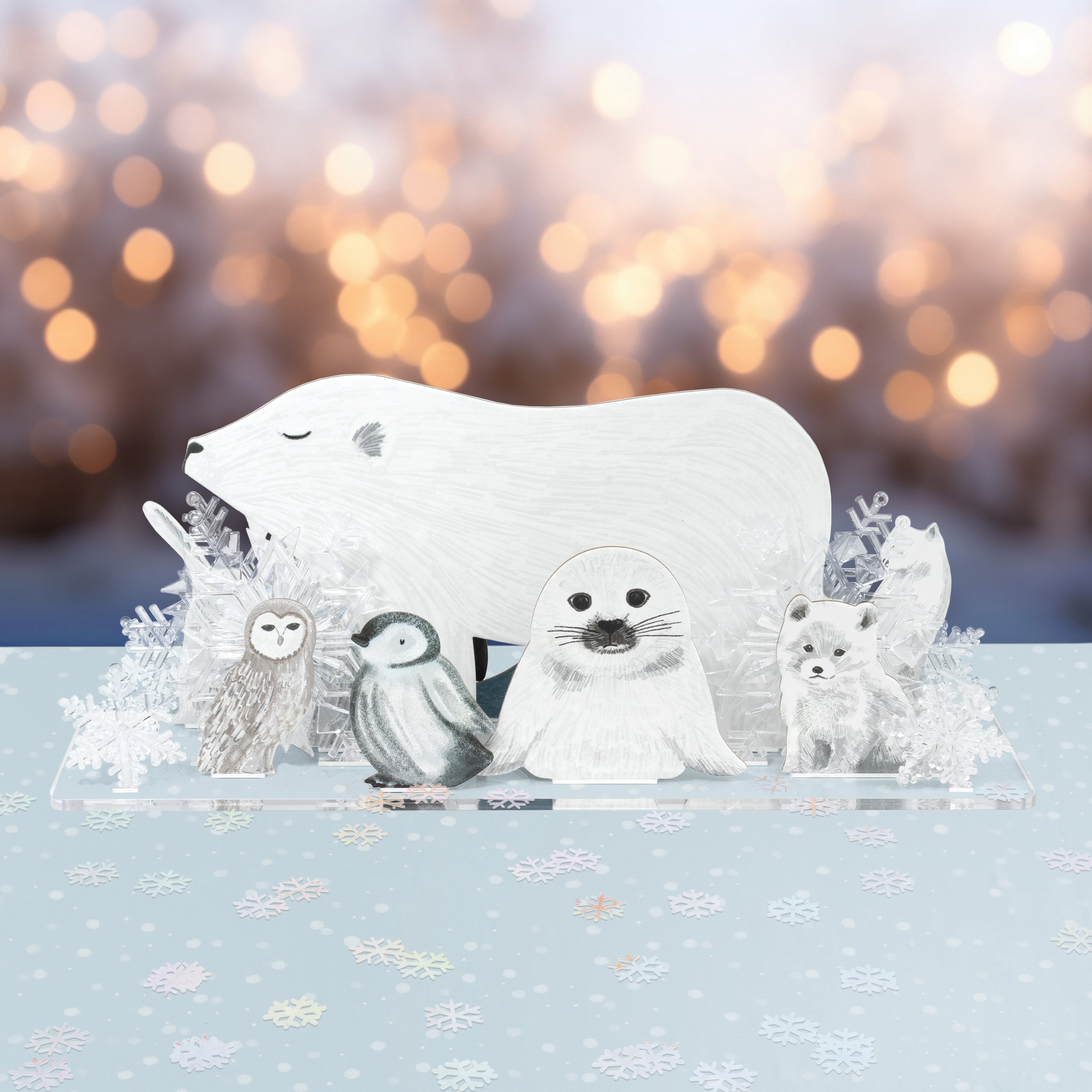 Cheerland Winter Animal Table Centerpiece with Snowflake Confetti ...