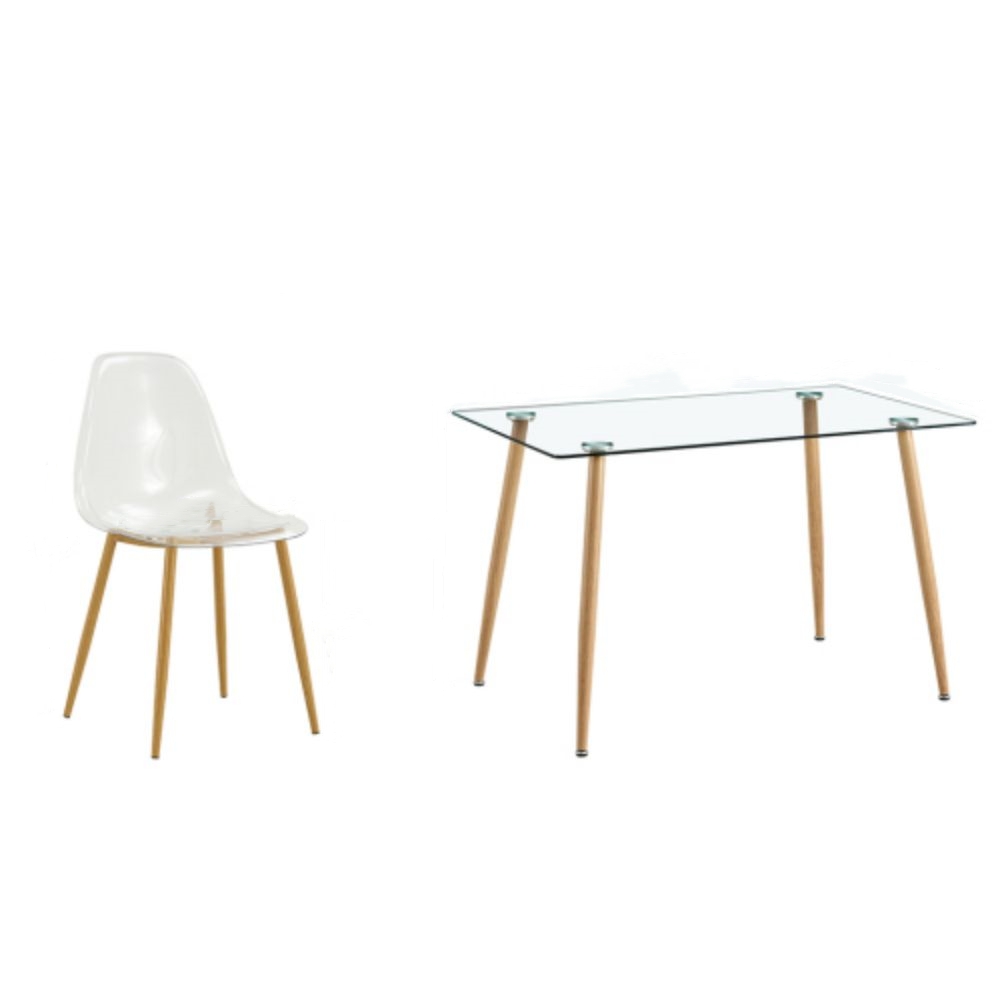 Table And Chair Set 1 Table And 4 Chairs Glass Dining Table With Tempered Glass Tabletop And