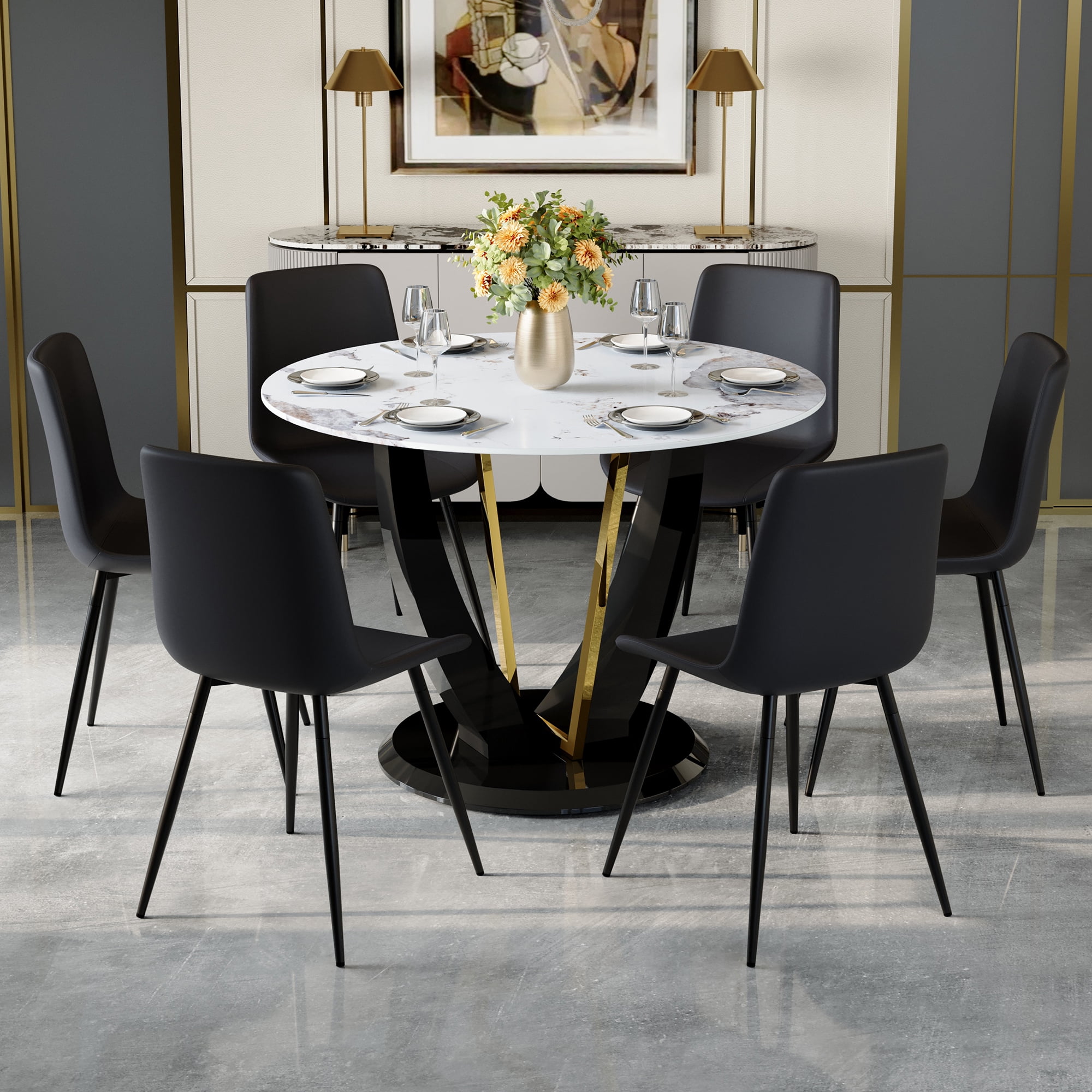 Table and chair set.42 Inch Diameter Round Tempered Glass Pandora ...