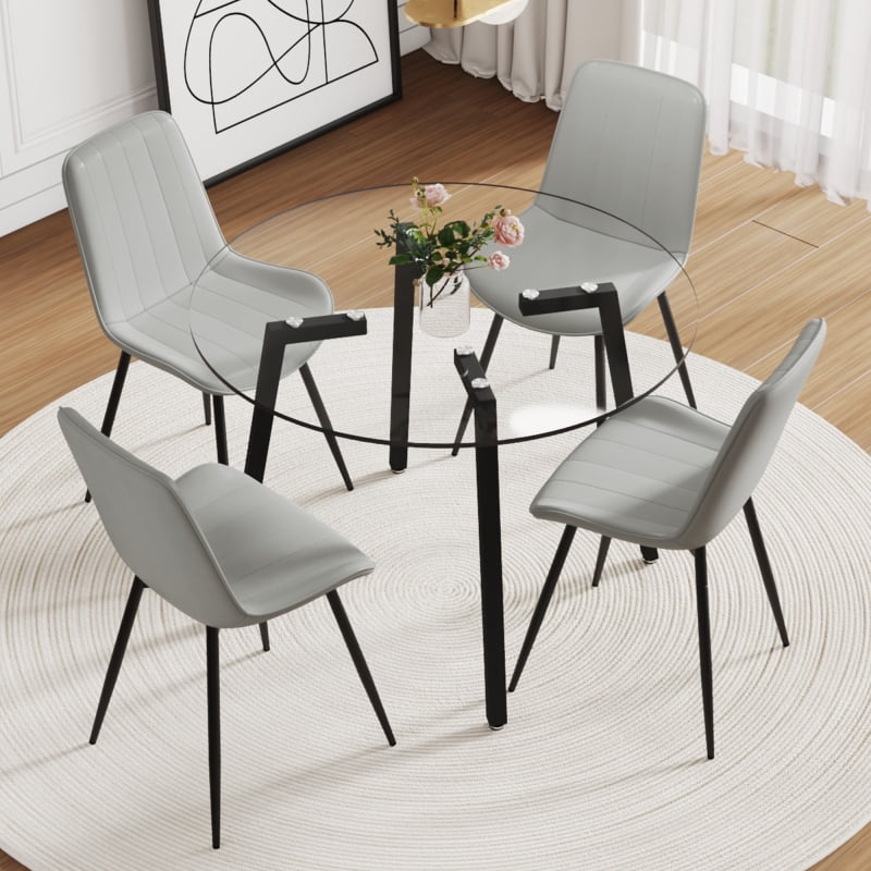 Table and chair set.42 inch diameter,modern minimalist style circular ...