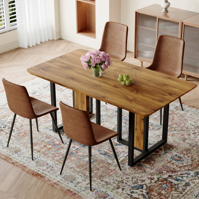 Table and chair set.67"x36" Wood-Textured MDF Dining Table Set with 4 ...