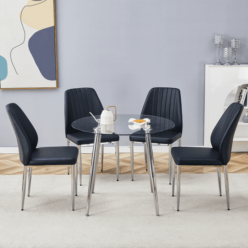 Table and chair set.A 36 Inch Diameter Modern Minimalist Round dining ...