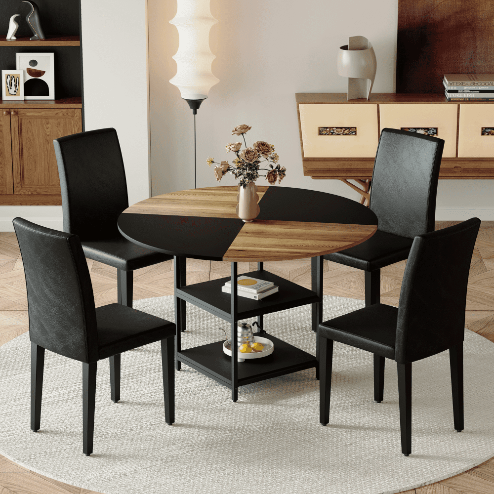 Table and chair set.A 47.3-inch diameter modern spliced color circular ...