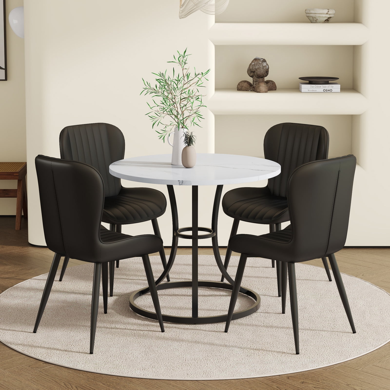Table and chair set.A Modern Minimalist Circular Dining Table With A ...
