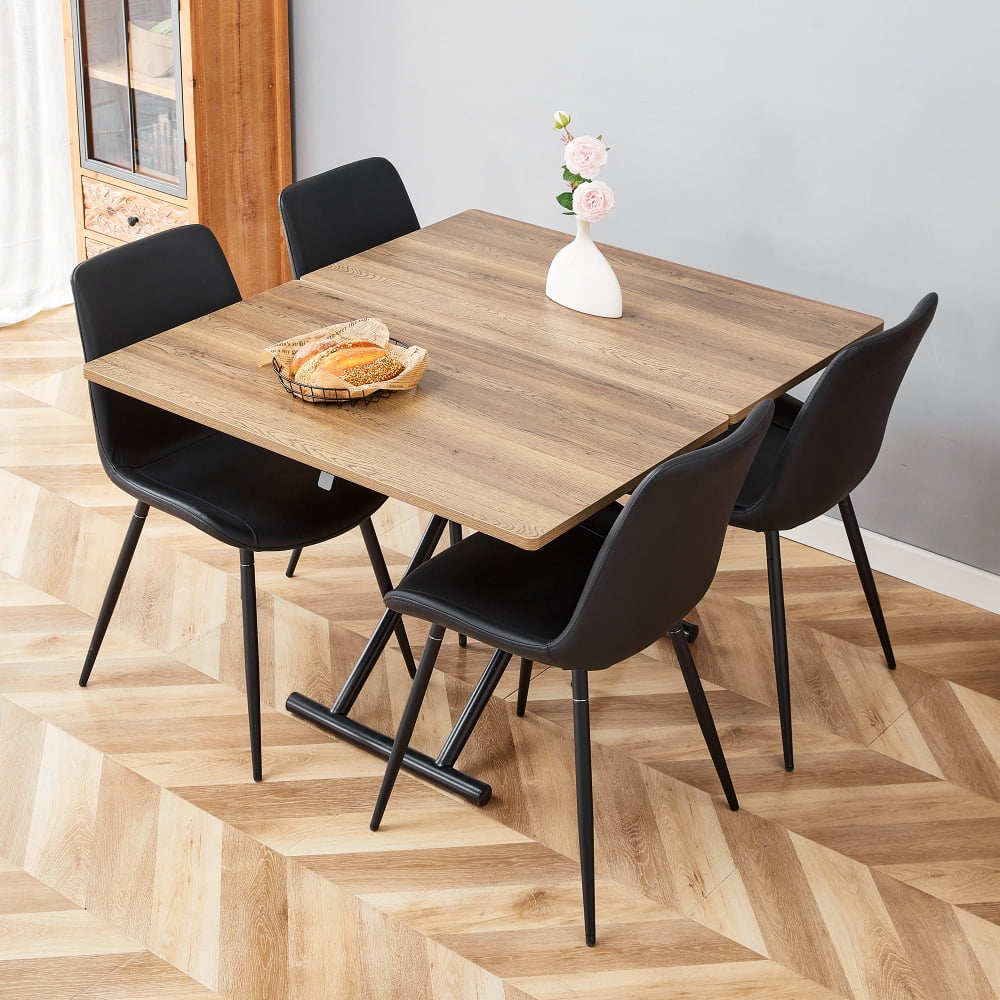 Table and chair set.Modern Multifunctional Lifting Platform,Natural ...