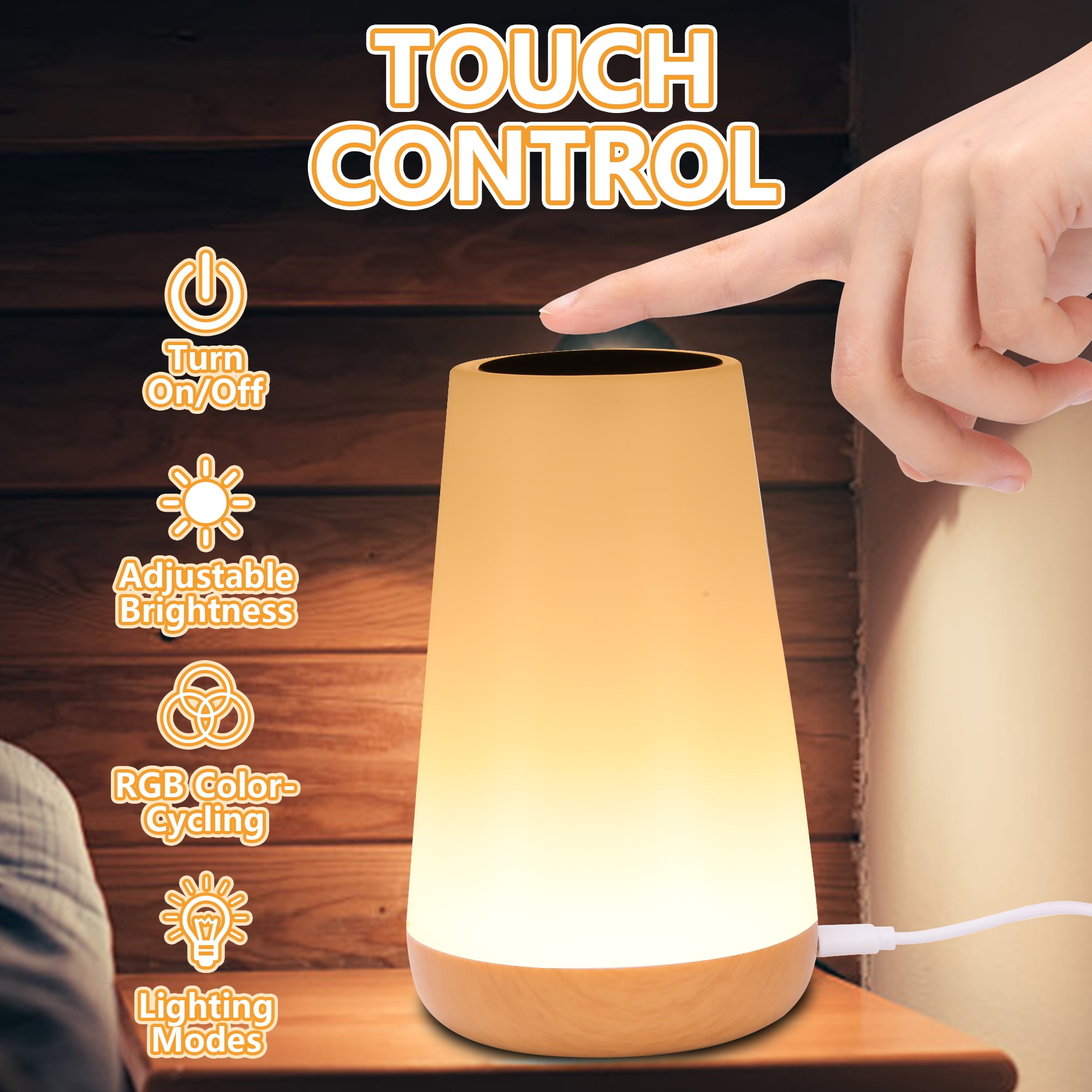 Bedside Table Lamp 13 Color Changing Touch Light USB Portable Remote ...