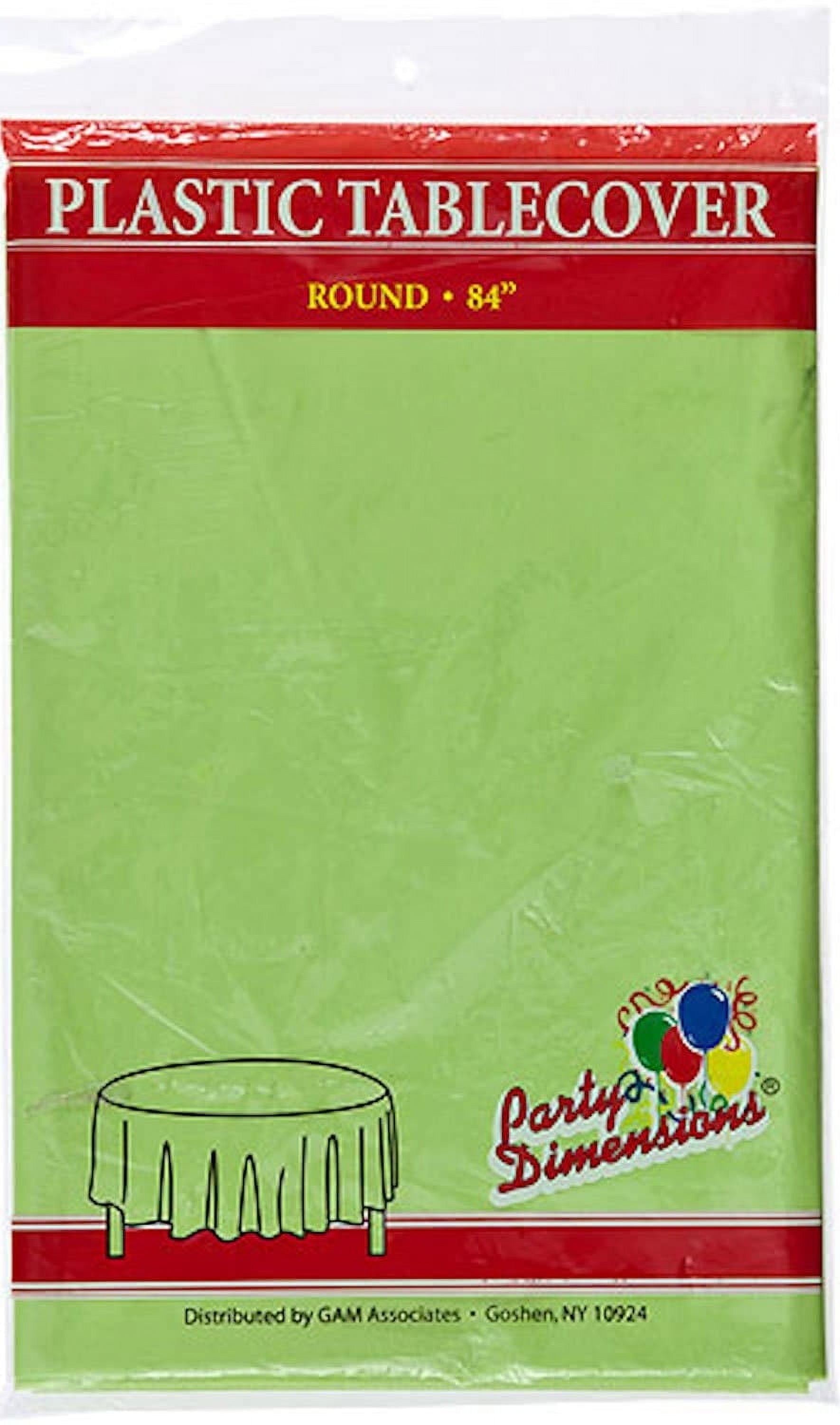 Party Dimension Tablecloth Plastic Disposable Lime Green Round Tablecover for Weddings, Banquets ...