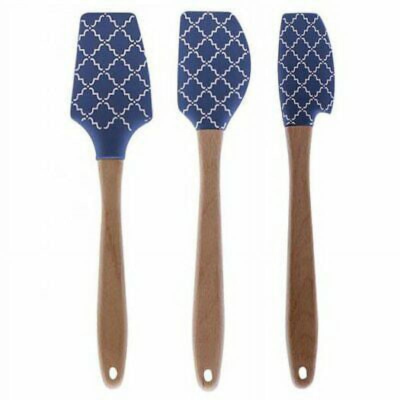 TableCraft 12" Farmhouse Collection 3pc Silicone Spatula Set with Wood ...
