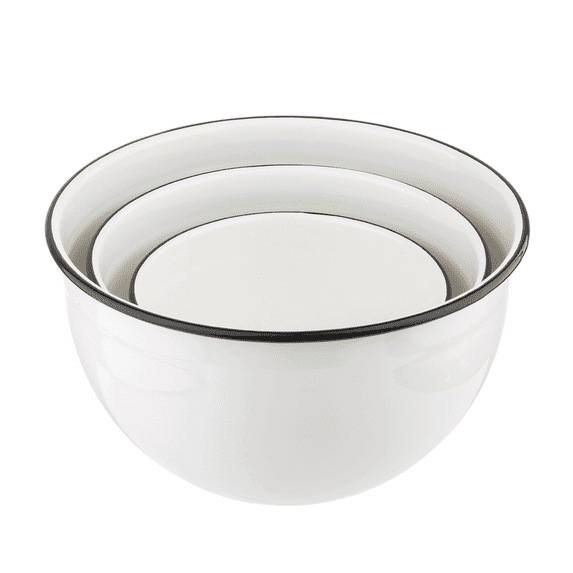 TableCraft Large Stainless Steel Enamel Coated Mixing Bowls (Set of 3 ...