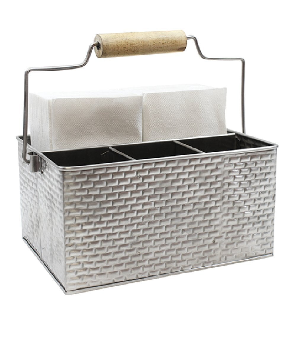Tablecraft Brickhouse Collection Flatware/Utensil Caddy with Handle, 10 ...