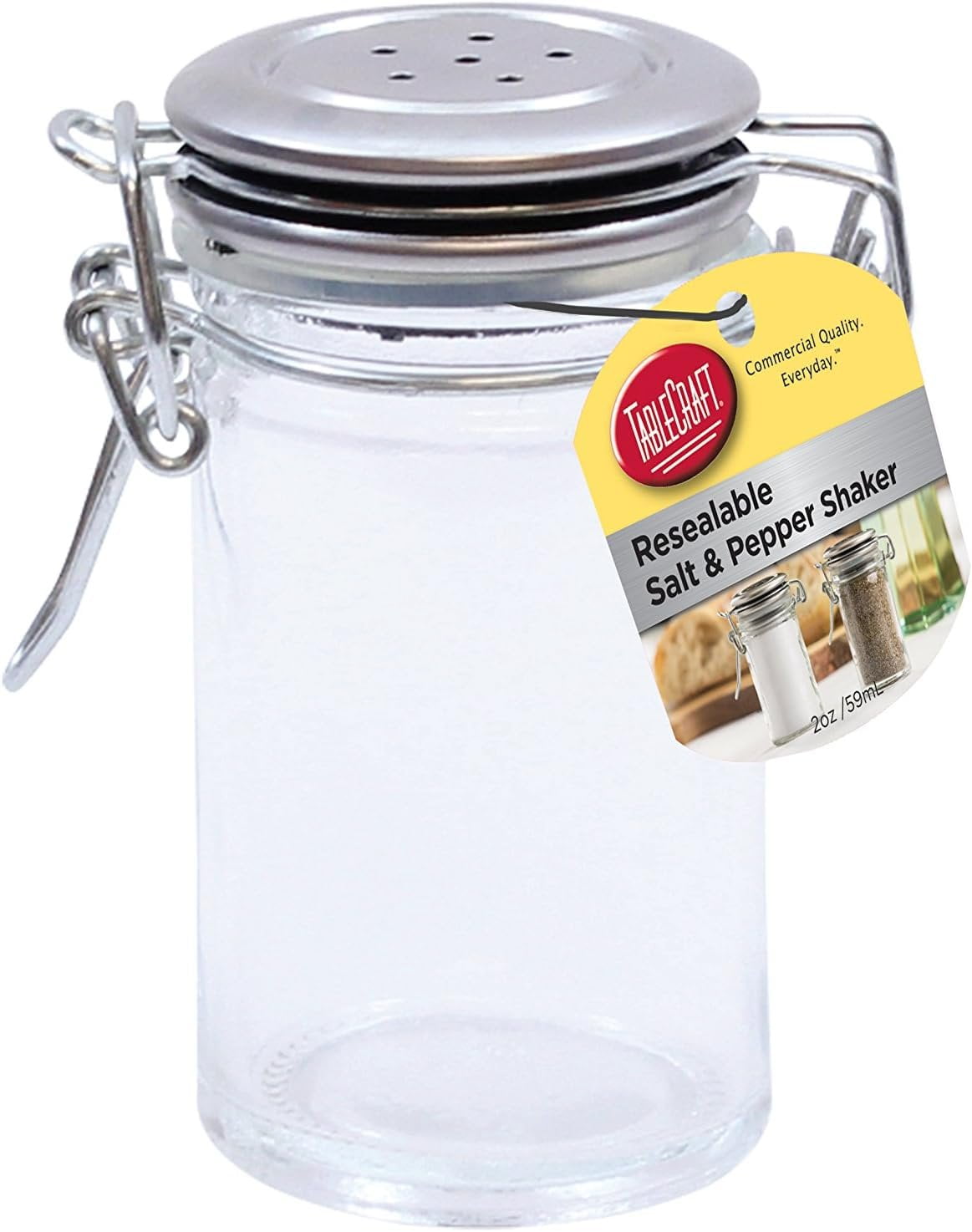 TableCraft's 2-Ounce Resealable Salt & Pepper Shaker, Glass Jar with ...