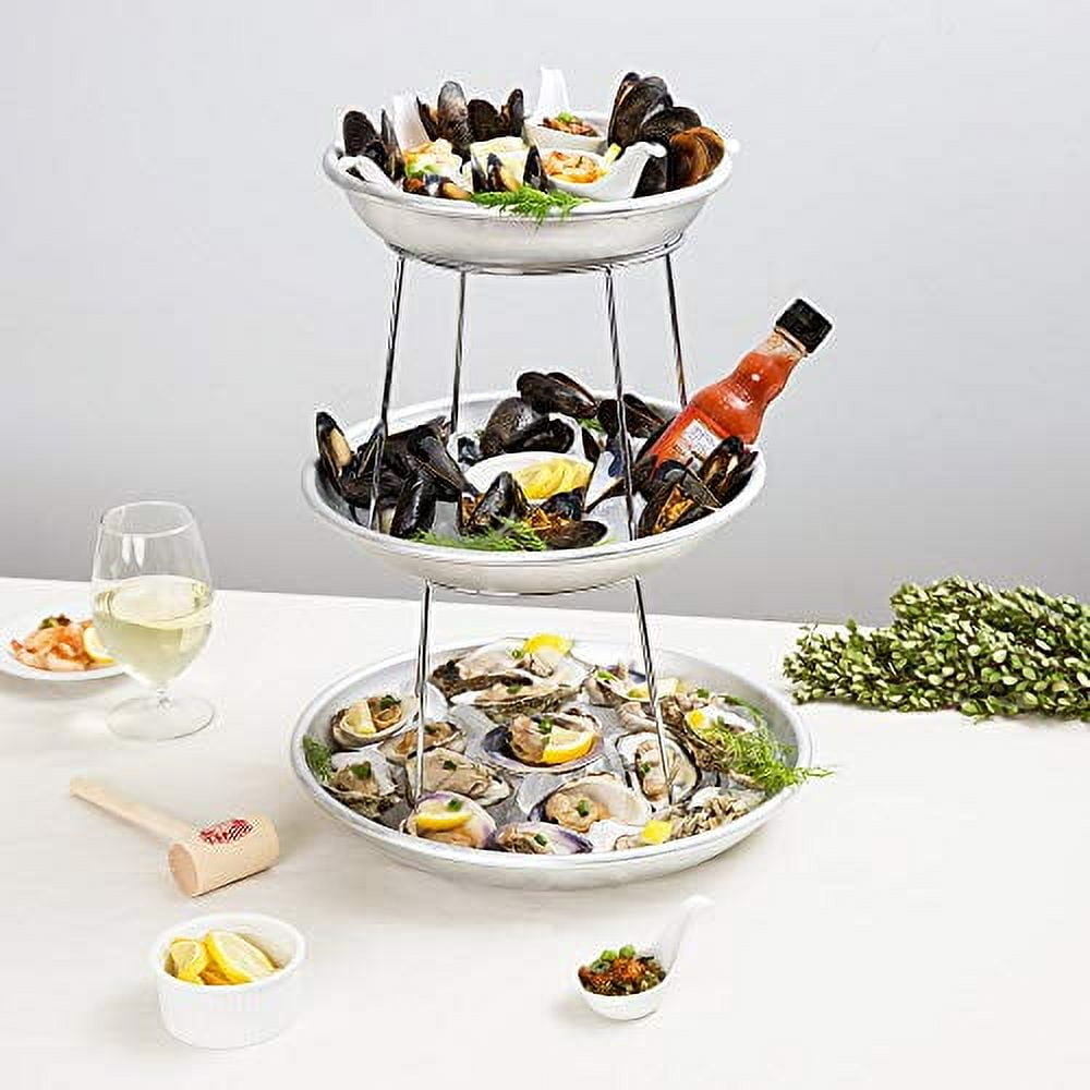 TableTop King 3-Tier Seafood Tower Set with Mini Aluminum Trays and ...