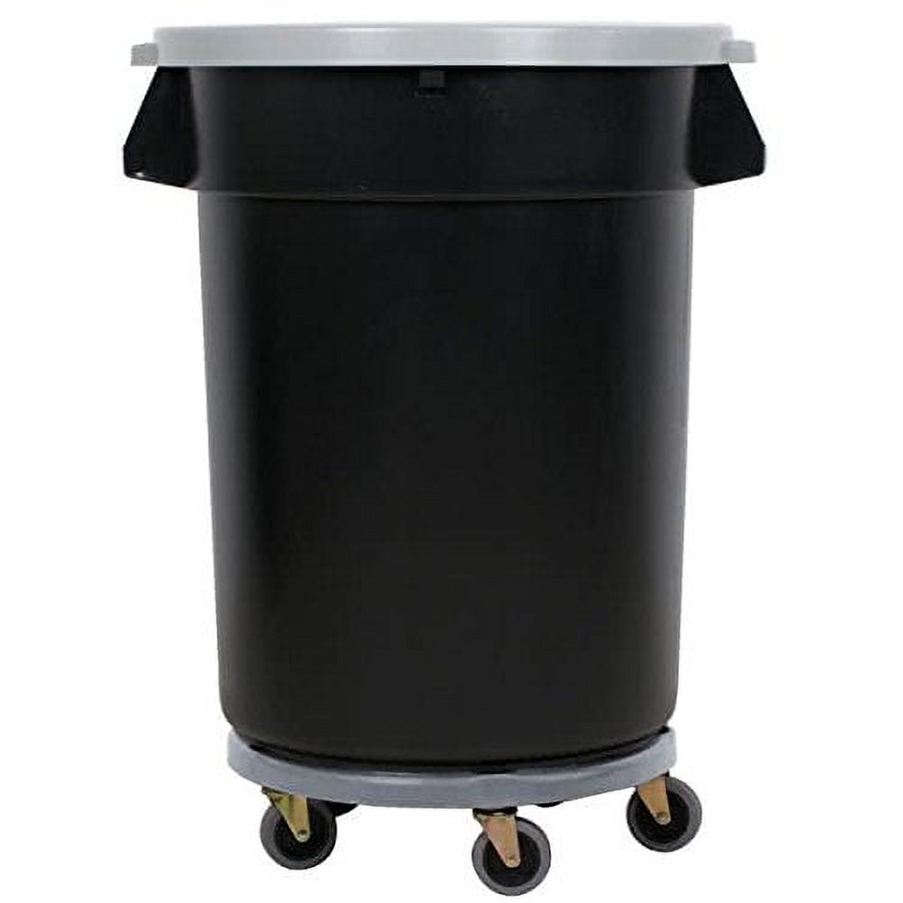 TableTop King 32 Gallon Gray/Black Trash Can, Lid, and Dolly Kit ...
