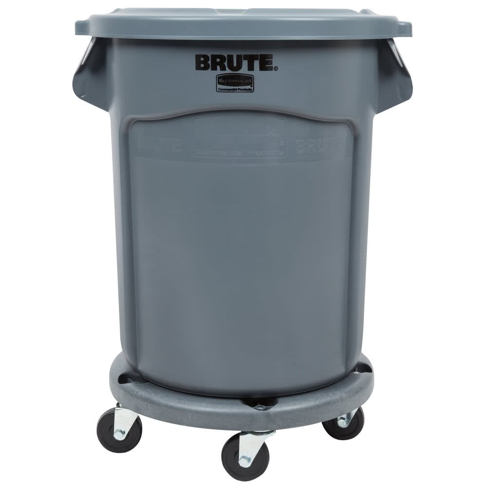 TableTop King Brute 20 Gallon Gray Trash Can, Lid, and Dolly Kit ...