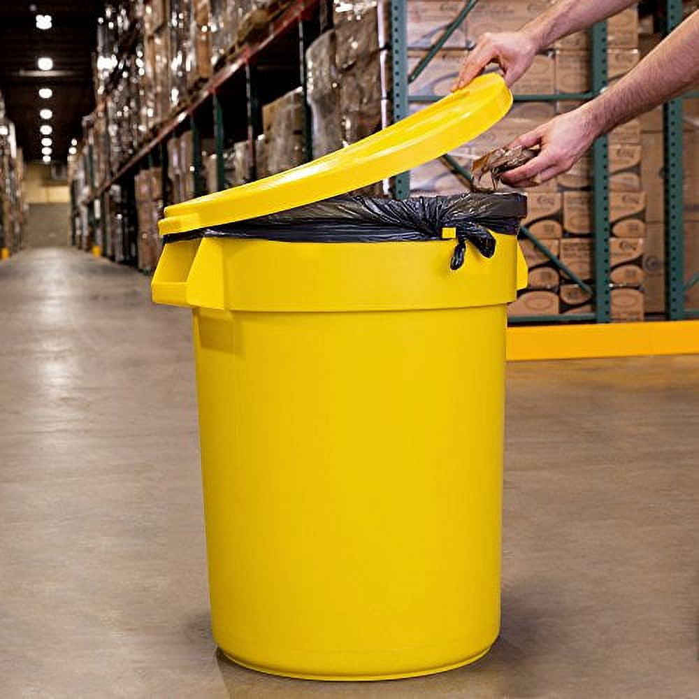 TableTop King Huskee 32 Gallon Yellow Trash Can with Yellow Lid ...