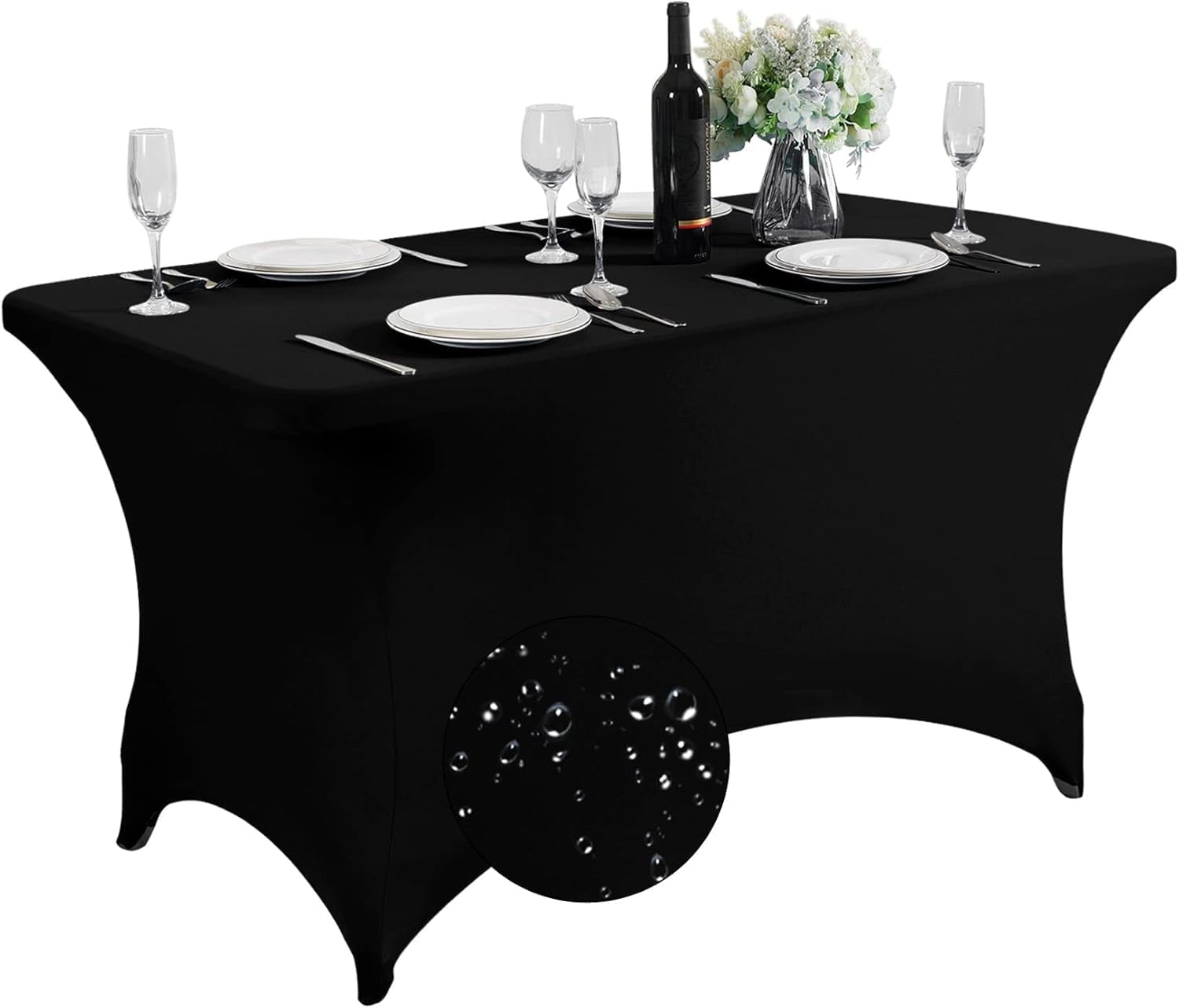 6ft Rectangle Tablecloth, Black Fitted Table Cloth Rectangle Table ...