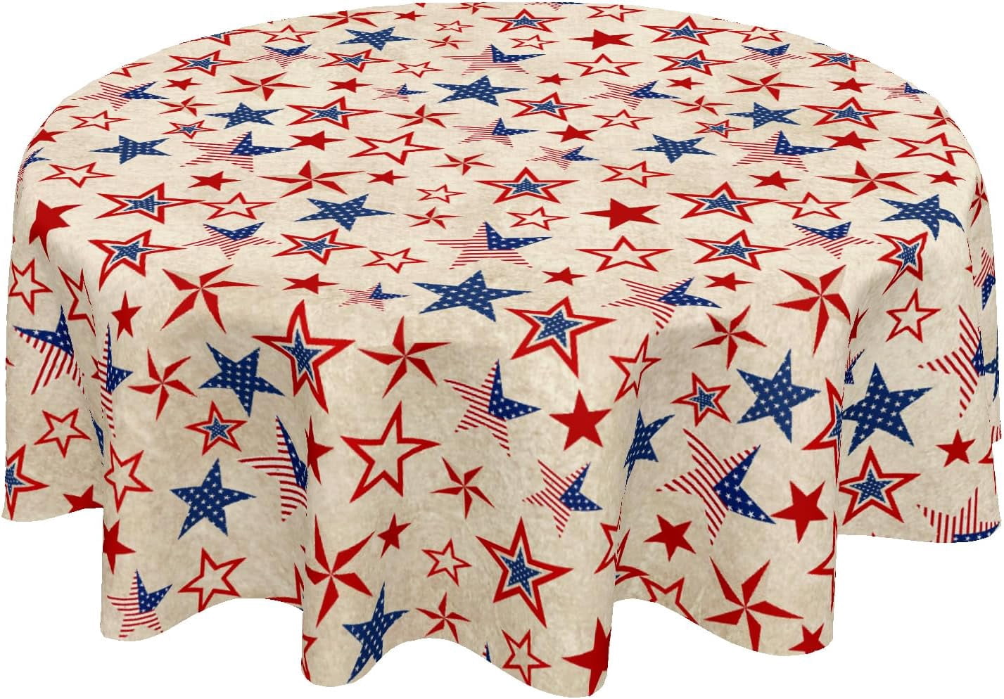 Tablecloth 60 Inch Round Memorial Day Patriotic Tablecloth Washable ...