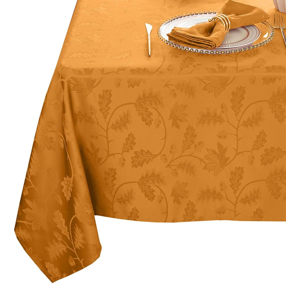 Tablecloth 60x102,Wrinkle Free,Soft,Spillproof Fall Leaves Jacquard ...