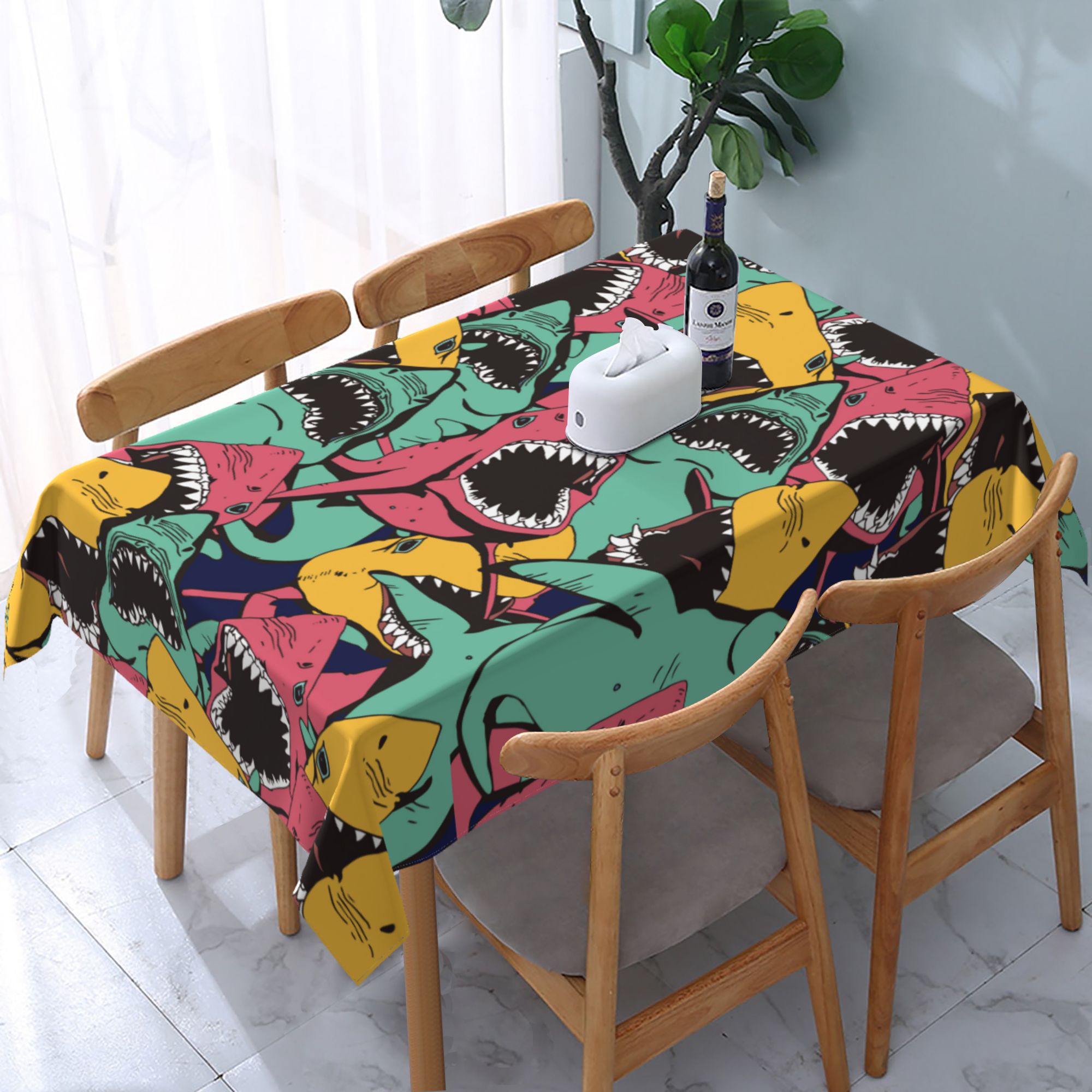Tablecloth Angry Shark Table Cloth For Rectangle Tables Waterproof ...