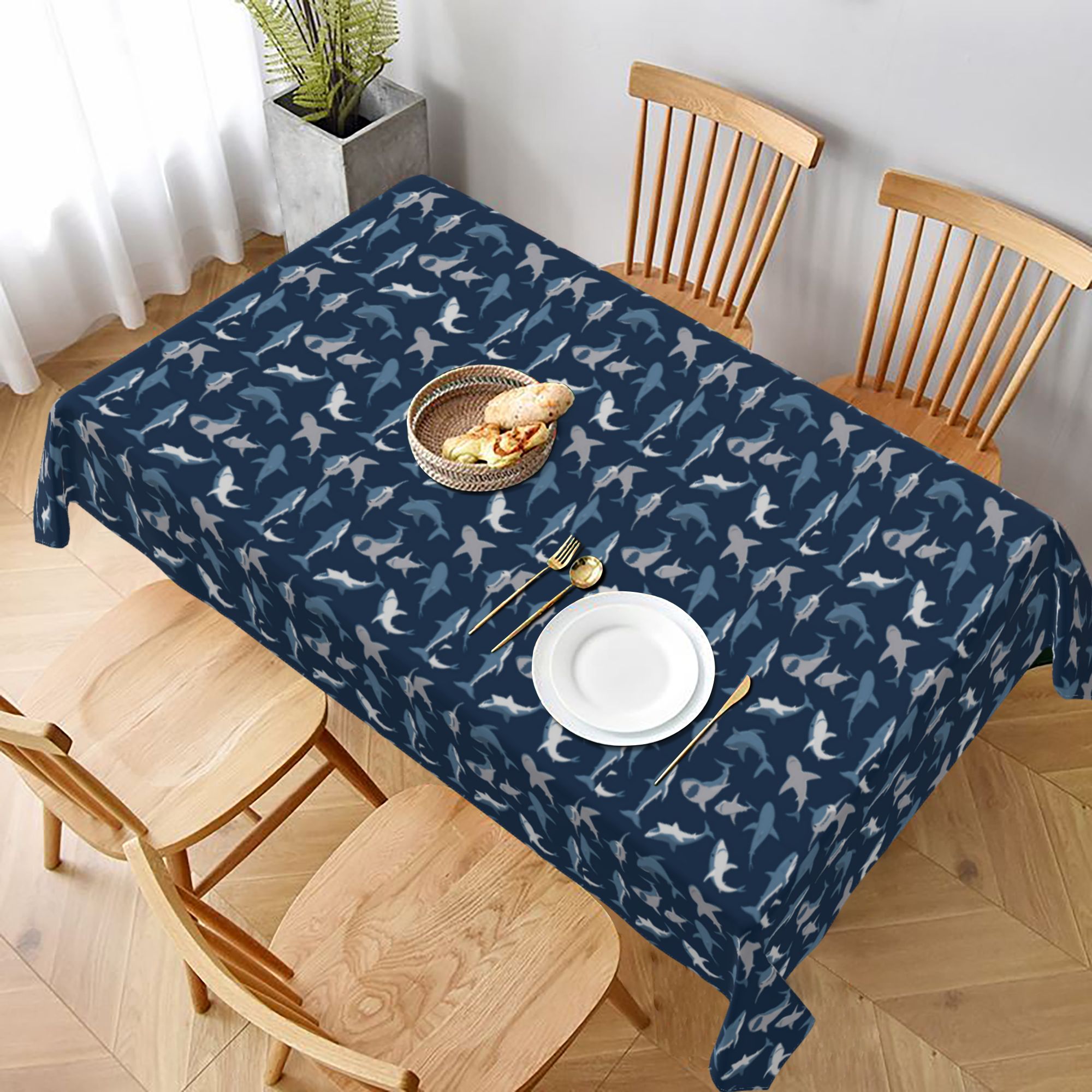 Tablecloth Angry Shark Table Cloth For Rectangle Tables Waterproof ...