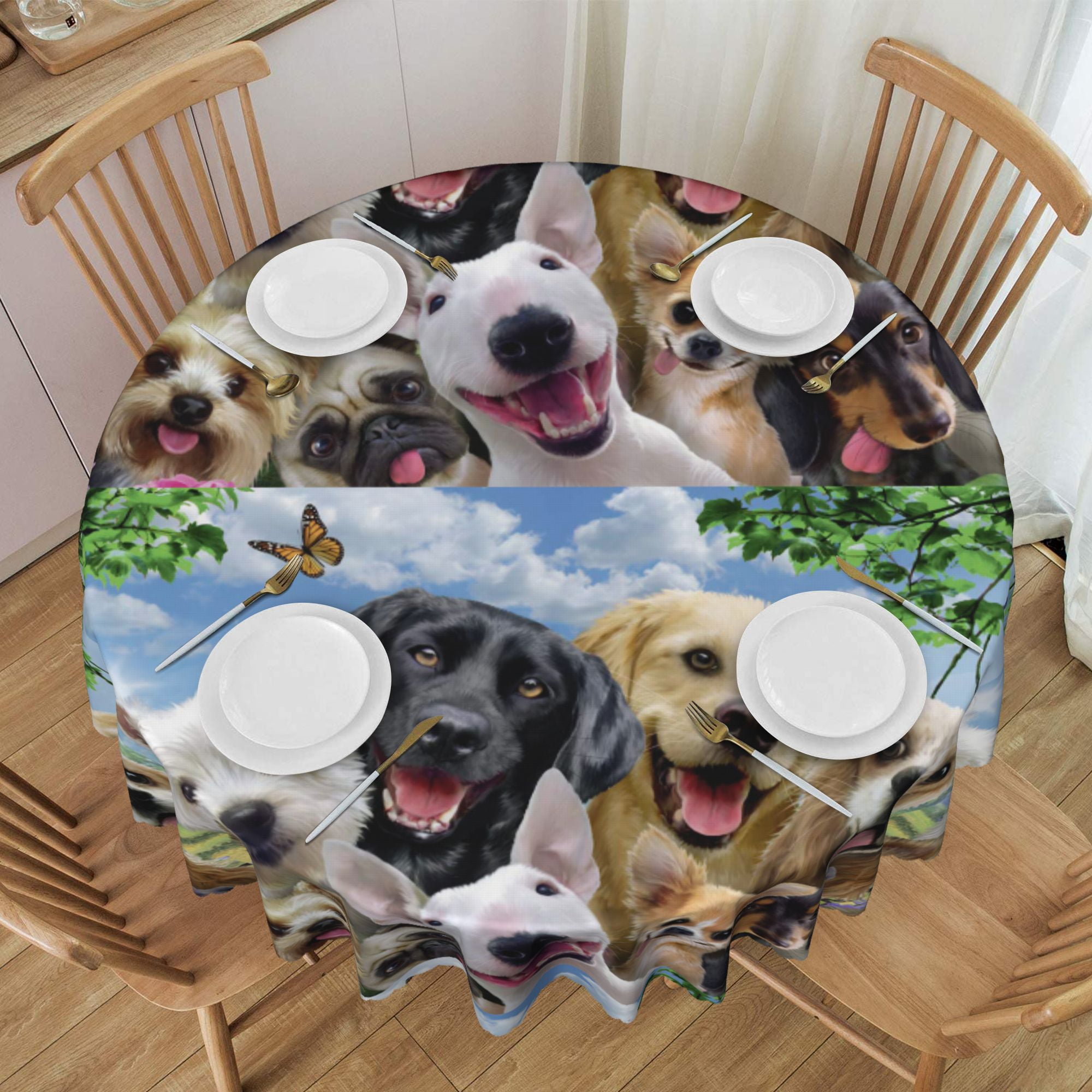 Tablecloth Animal Dog Set Pug Chihuahua Dachshund Golden Retriever ...