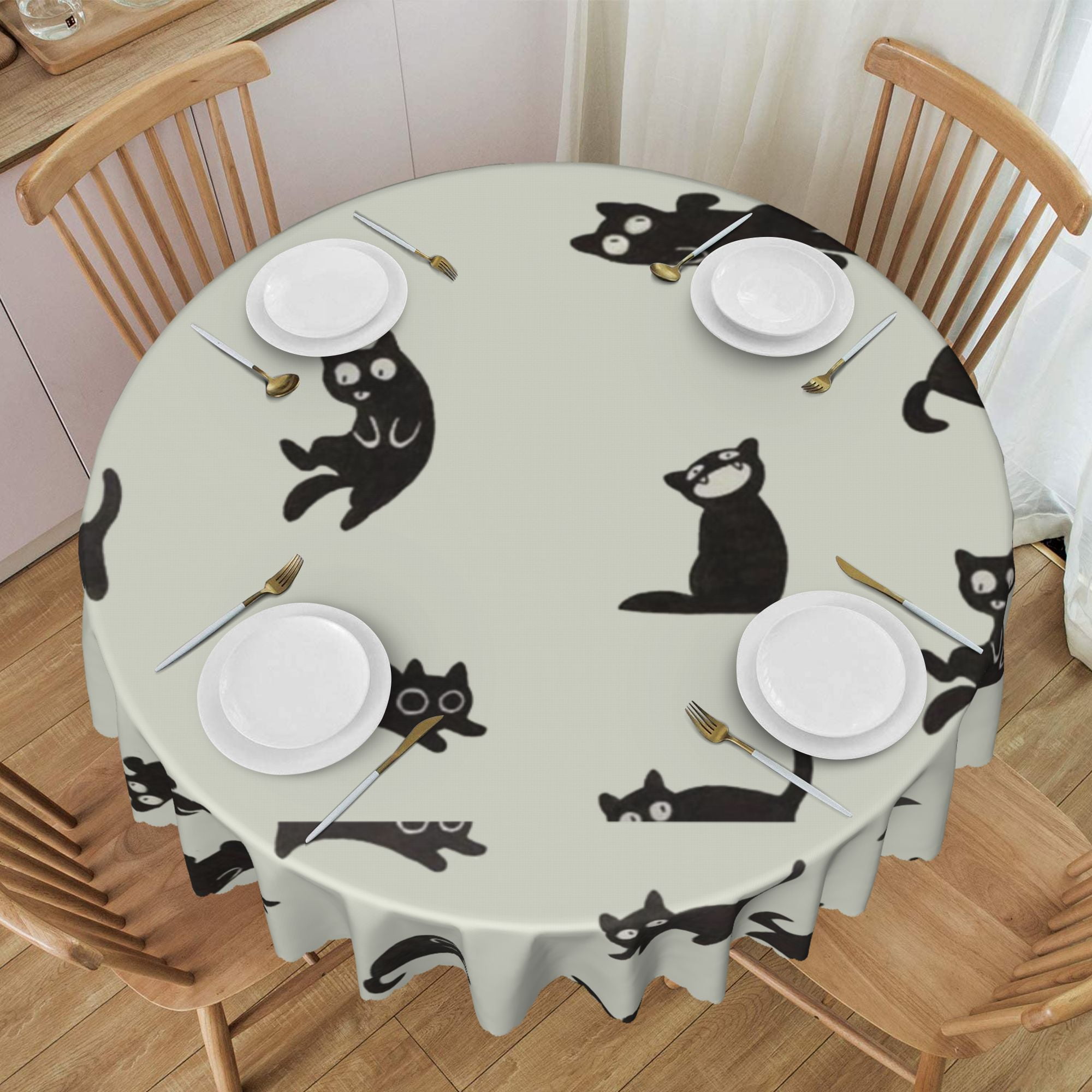 Tablecloth Aplenty Black Cats Table Cloth For Circular Tables ...