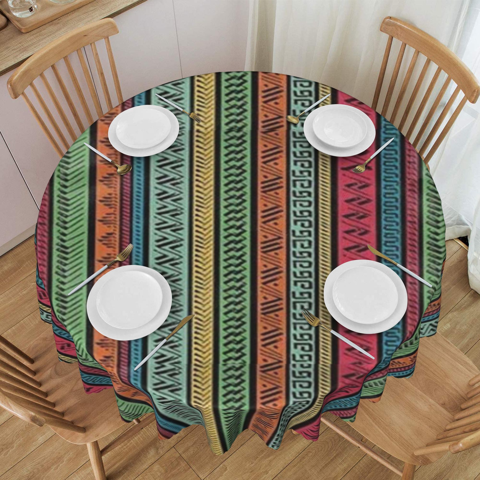Tablecloth Artistic Hand Drawn Vertical Borders Colorful Native Ethnic ...
