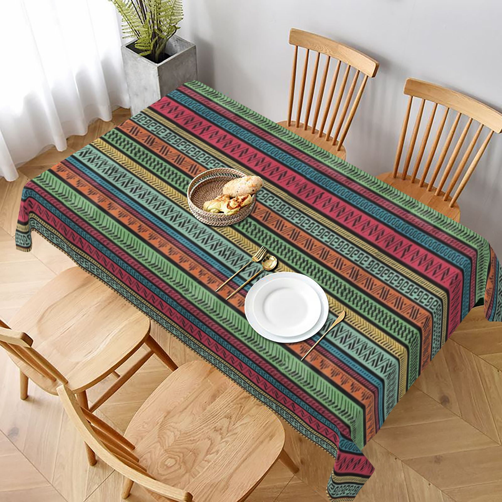 Tablecloth Artistic Hand Drawn Vertical Borders Colorful Native Ethnic ...